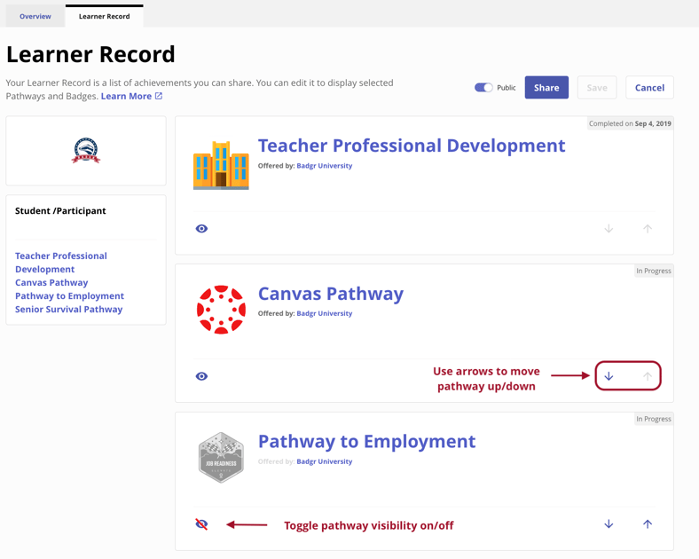 Learner Record Example