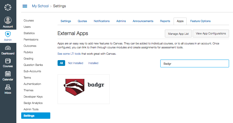 Adding the Badgr LTI to Canvas