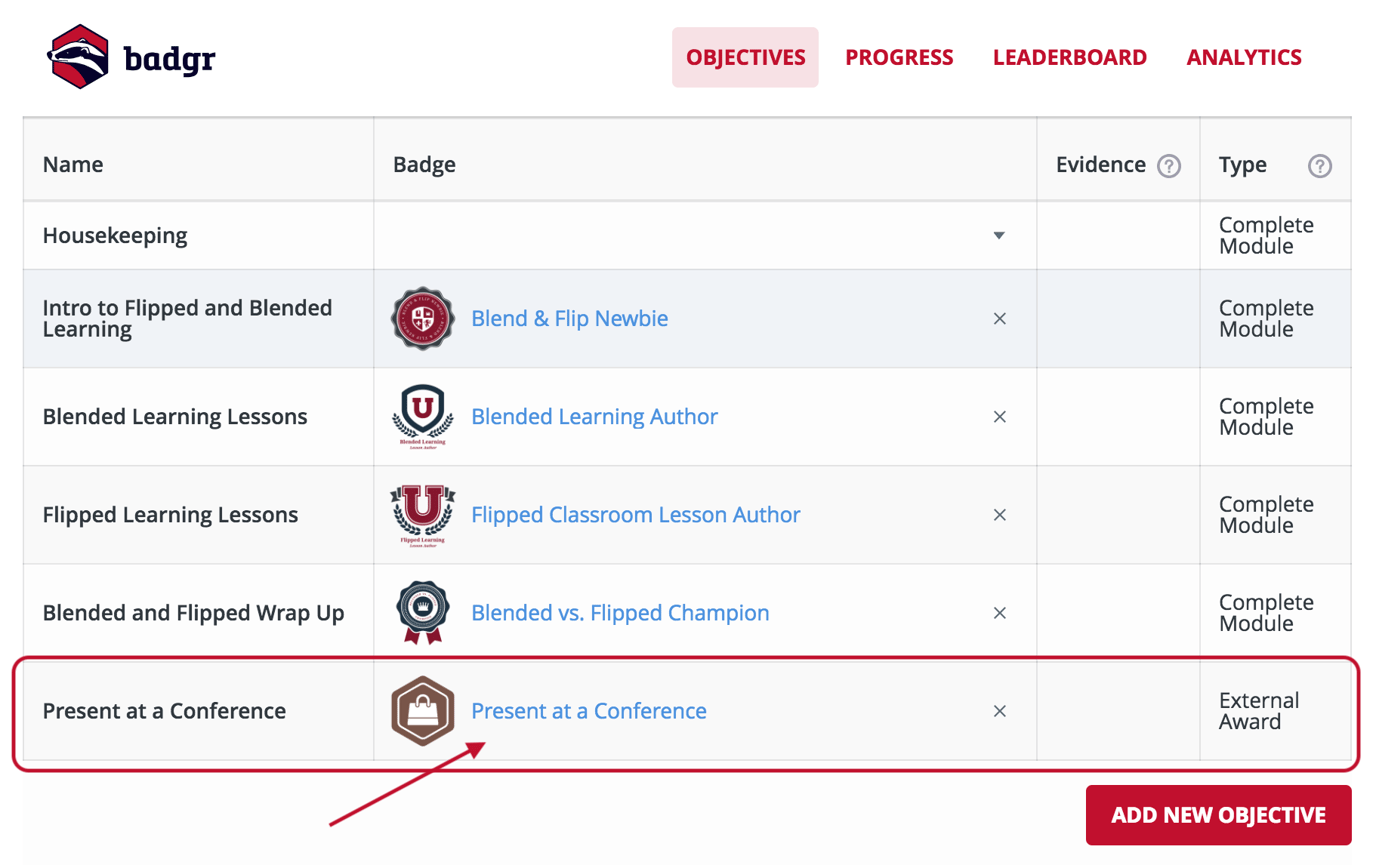Badgr Pro for Canvas: Tracking externally awarded badges