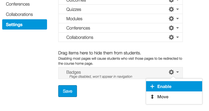 Hiding the "badges" menu in a Canvas course